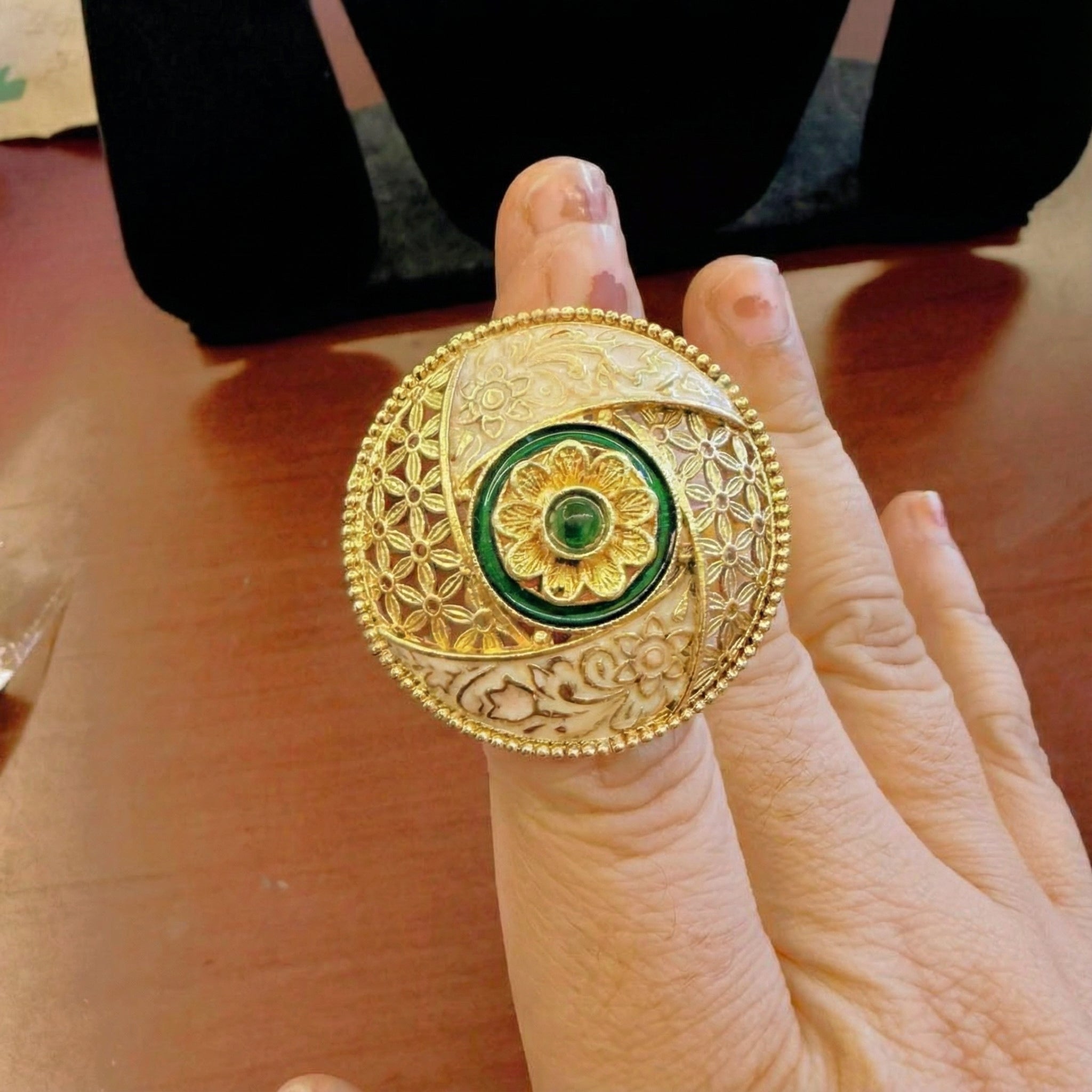 The Maharani Edit – Oversized Rajwadi Antique Finish Adjustable Ring ...